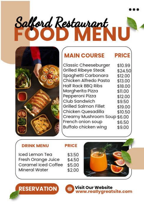 Restaurant Special Food Menu A4 Template | PosterMyWall
