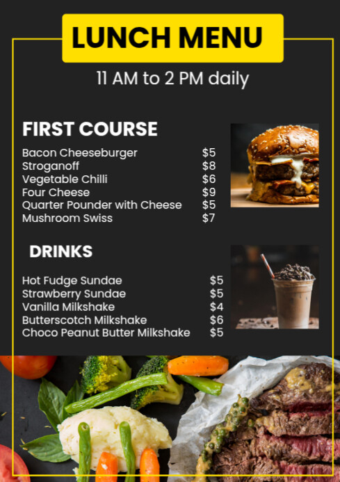 Restaurant Special Lunch Menu Poster Template | PosterMyWall