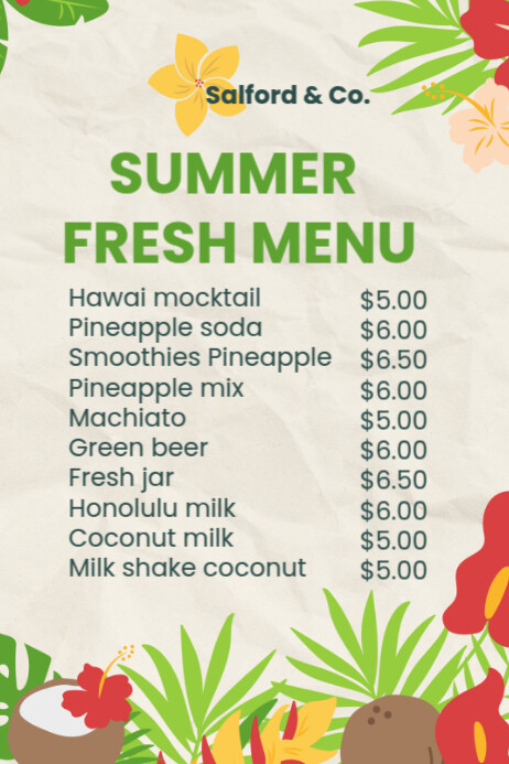 Restaurant Summer Fresh Juice Poster Template | PosterMyWall