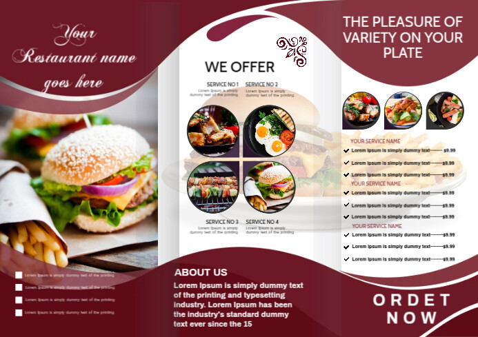 Restaurant tri fold menu Template | PosterMyWall