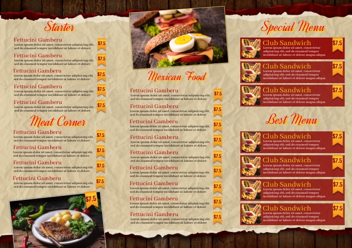 Restaurant Tri Fold Menu Template | PosterMyWall