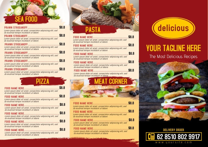 Restaurant Tri Fold Menu Template | PosterMyWall