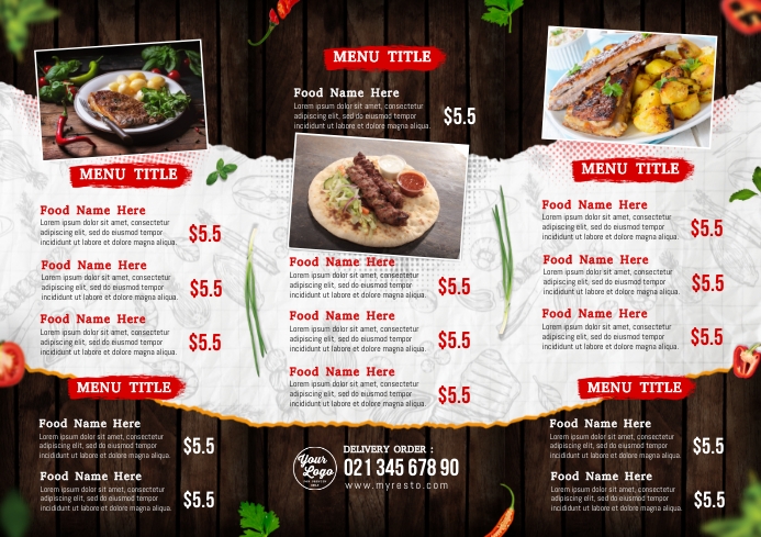 Restaurant Trifold Menu Design Template | PosterMyWall