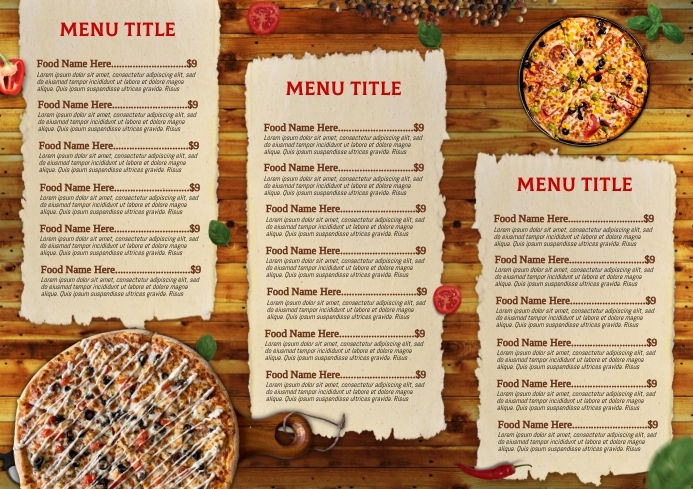 Restaurant TriFold Pizza Menu Template | PosterMyWall