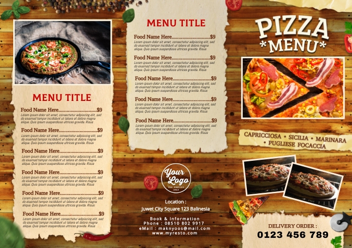 Restaurant TriFold Pizza Menu Template | PosterMyWall