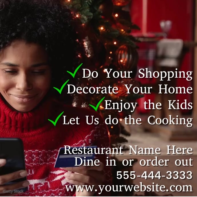Restaurant Video Christmas "Let Us Cook" Ad Template | PosterMyWall
