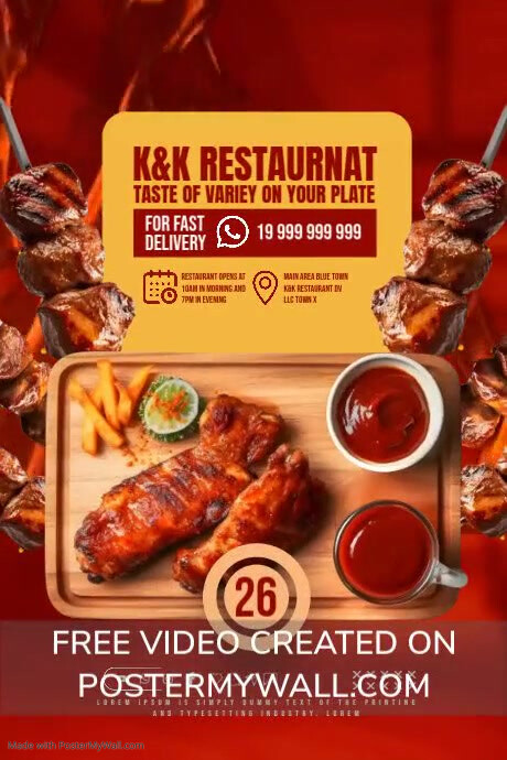 Restaurant video template | PosterMyWall