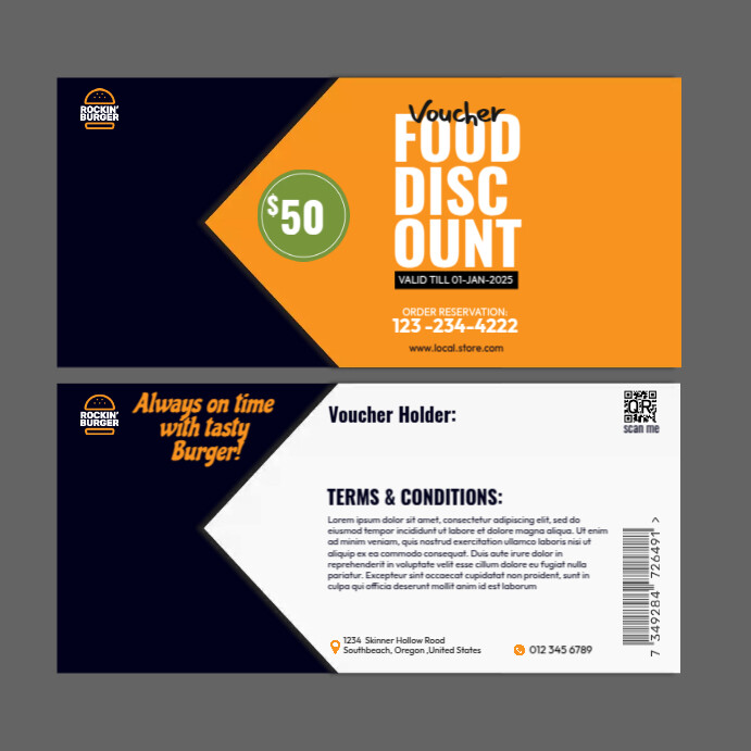 Restaurant Voucher Yellow Design Template | PosterMyWall