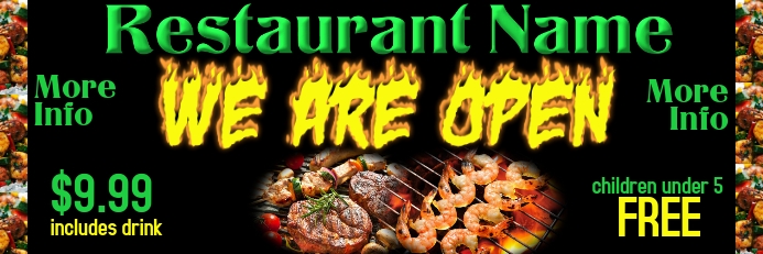 Restaurant We Are Open Banner 2'x6' Template | PosterMyWall