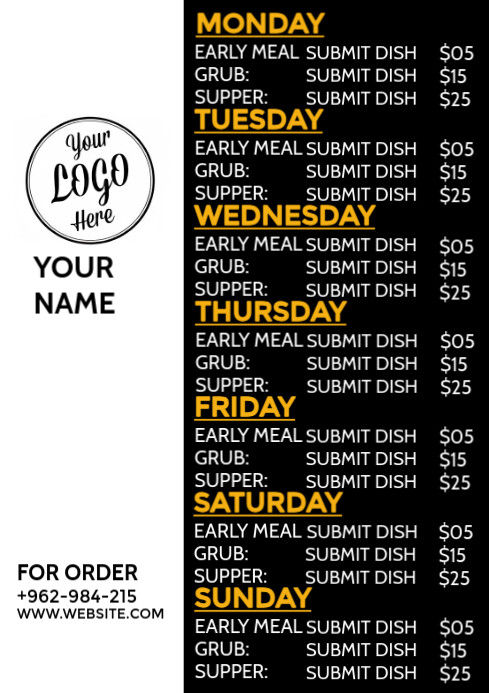 Copy of Restaurant Weekly Food Menu | PosterMyWall