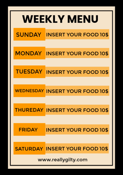 Copy of Restaurant Weekly Food Menu Template | PosterMyWall