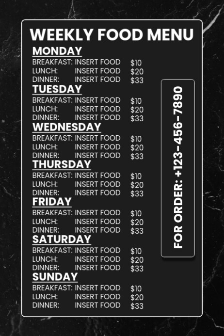 Copy of Restaurant weekly food menu template design | PosterMyWall