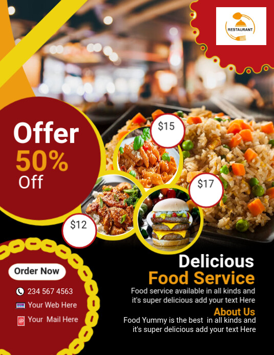 Restaurants flyer template | PosterMyWall