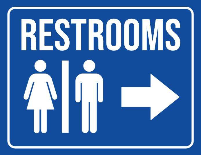 Restroom Sign Directional Blue Template | PosterMyWall