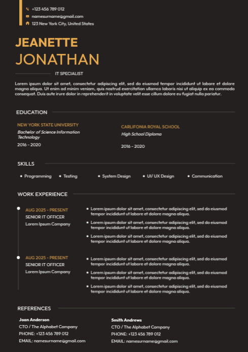 Modèle Resume A4 | PosterMyWall