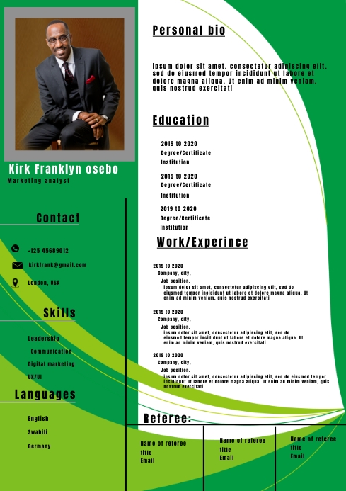 Resume template version | PosterMyWall