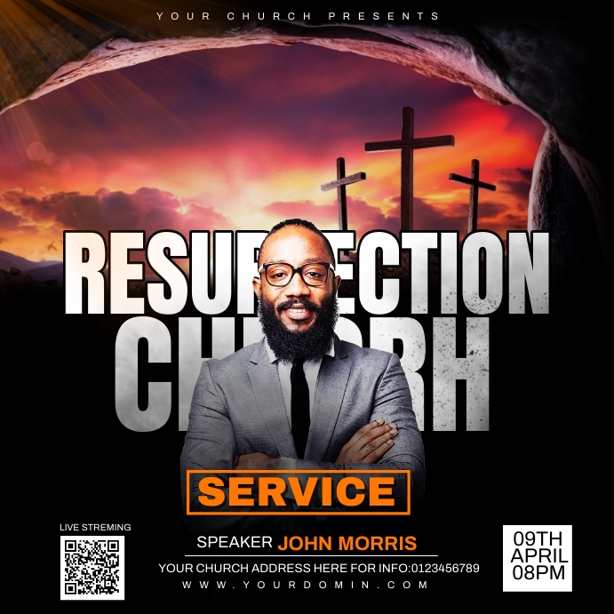 Resurrection church flyer Template | PosterMyWall