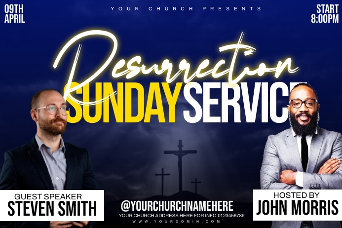 resurrection church service Template | PosterMyWall