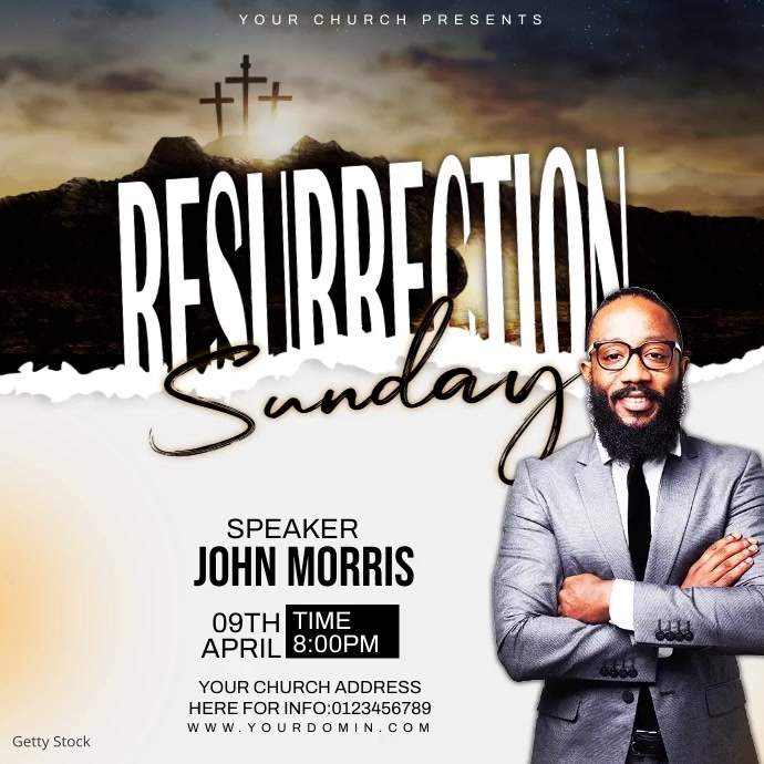resurrection church service Template | PosterMyWall