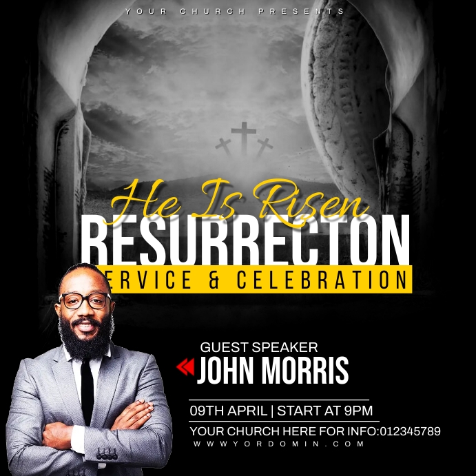 resurrection church service Template | PosterMyWall