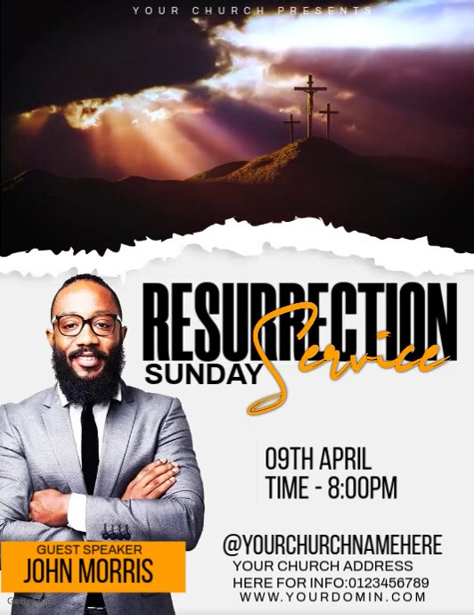 resurrection church service Template | PosterMyWall