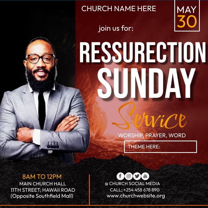 Plantilla de Servicio de Resurrección | PosterMyWall