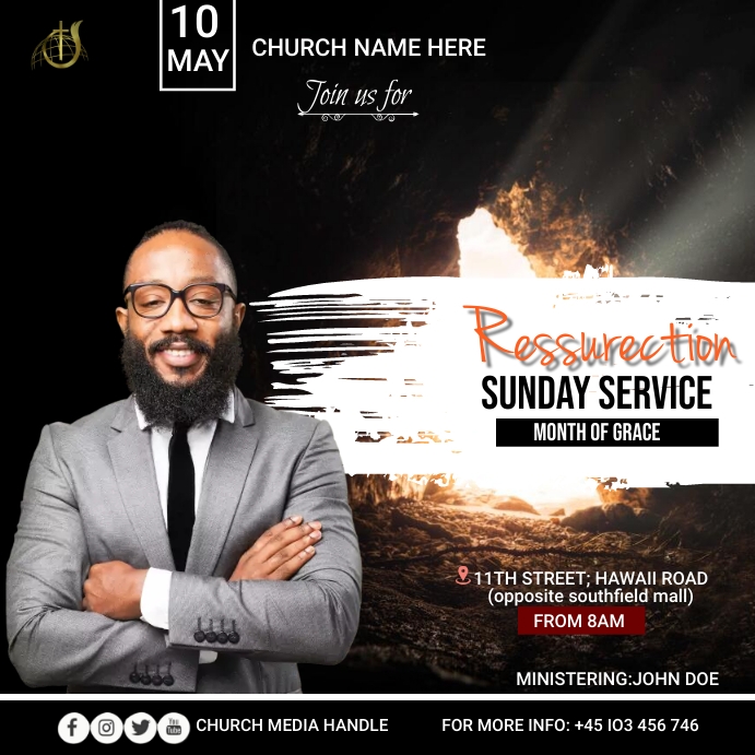 Plantilla de Servicio de Resurrección | PosterMyWall