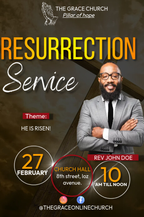 Plantilla de Servicio de Resurrección | PosterMyWall