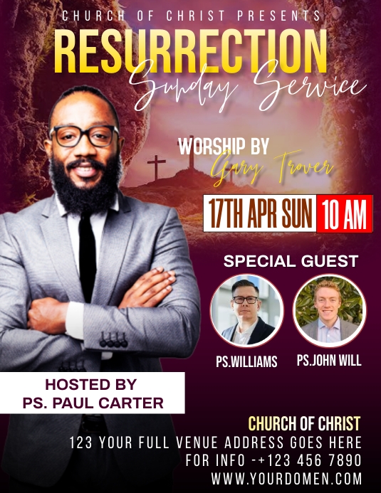 RESURRECTION SUNDAY CHURCH SERVICE Template | PosterMyWall