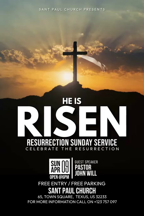 Plantilla de Resurrection Sunday church service | PosterMyWall