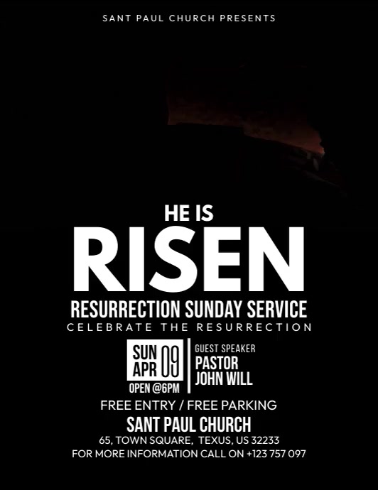Resurrection Sunday church service Template | PosterMyWall