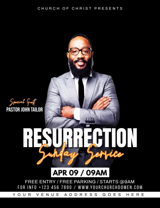 RESURRECTION SUNDAY CHURCH SERVICE Template | PosterMyWall