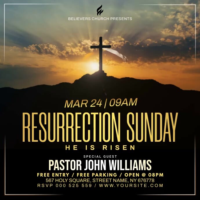 Resurrection sunday service Template | PosterMyWall