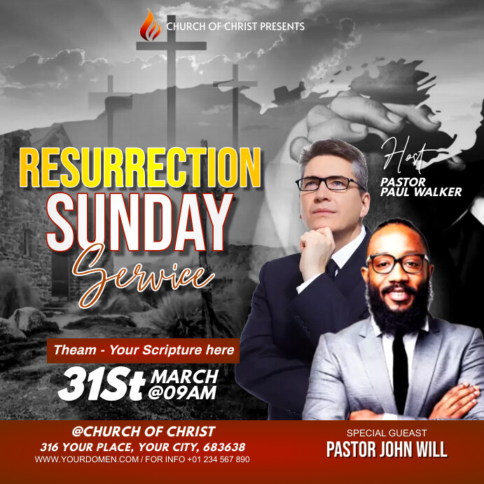 Resurrection Sunday service Template | PosterMyWall