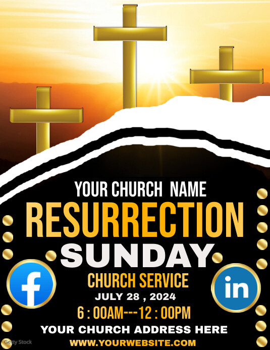 resurrection Sunday services flyer Template | PosterMyWall