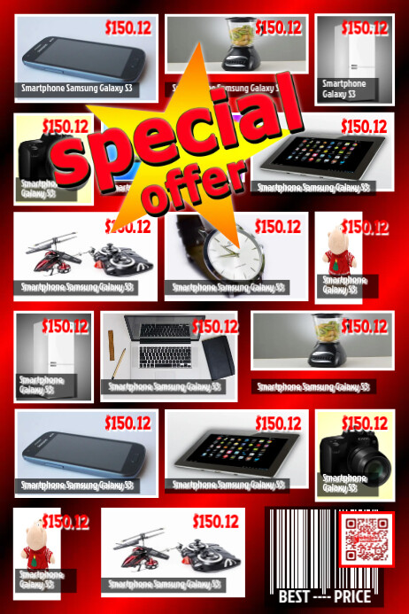 Retail poster - Price list (With grid for many items) Template ...