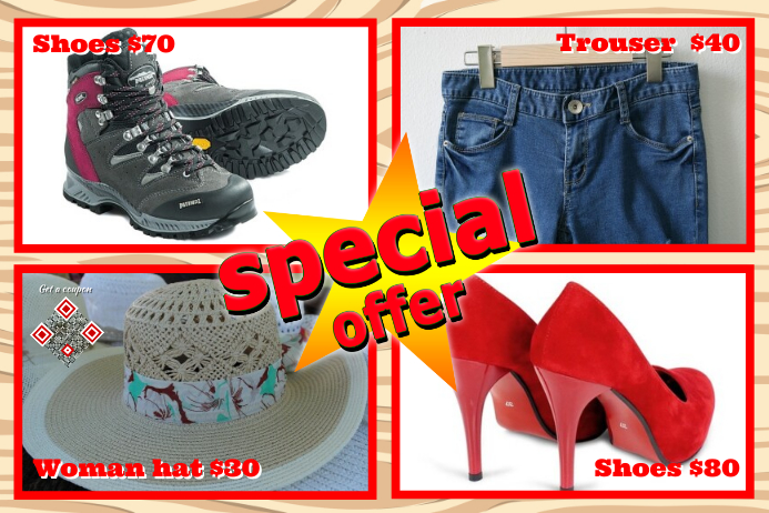 Retail poster with four big photos Template | PosterMyWall