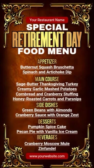 Retirement Food Menu Ads Template | PosterMyWall