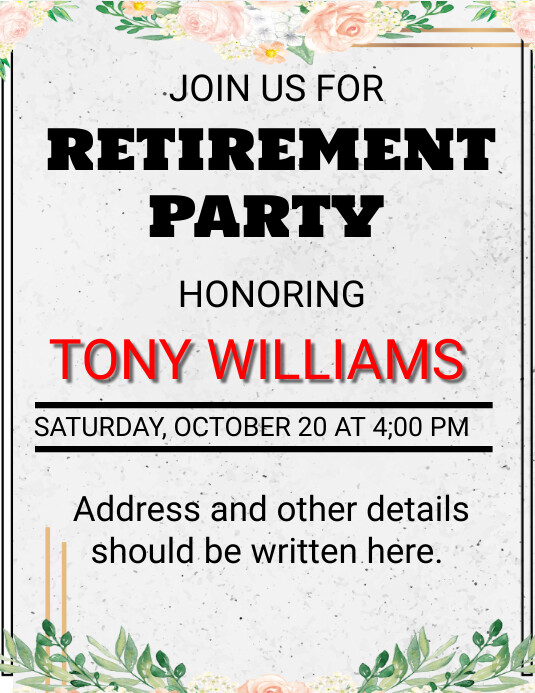 Plantilla de Retirement invitation flyer design | PosterMyWall