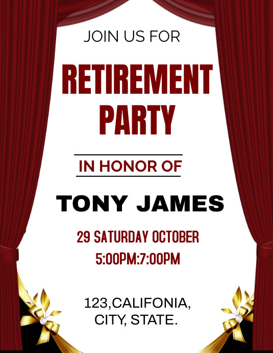 Plantilla de Retirement invitation flyer design | PosterMyWall