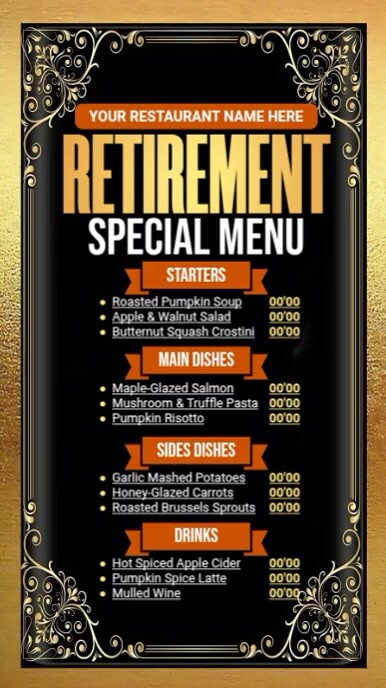 Plantilla de Retirement Special Menu | PosterMyWall