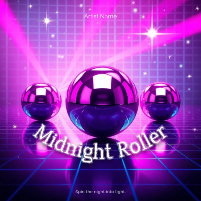 Modèle Retro 80s Disco Album Cover with Chrome Spheres and Laser Grid ...