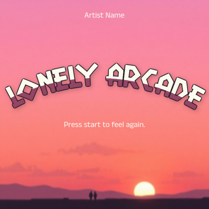 Plantilla de Retro Anime Vaporwave Album Cover with Pixel Clouds and ...