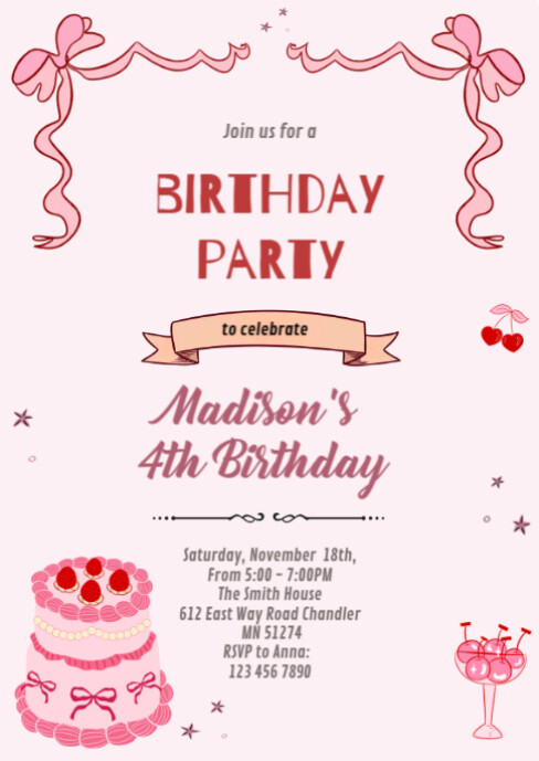 Retro cake party invitation Templat | PosterMyWall