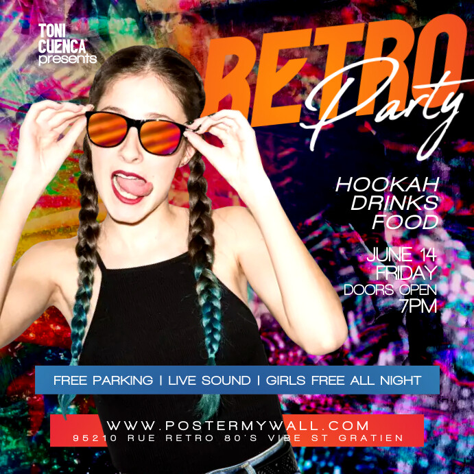 Retro Colorful 80's Party Flyer Template | PosterMyWall
