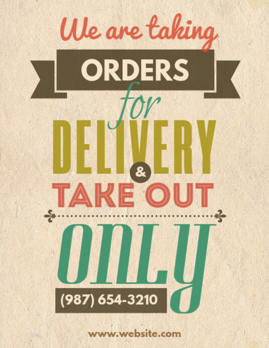 Retro delivery pick up to-go take out flyer Template | PosterMyWall