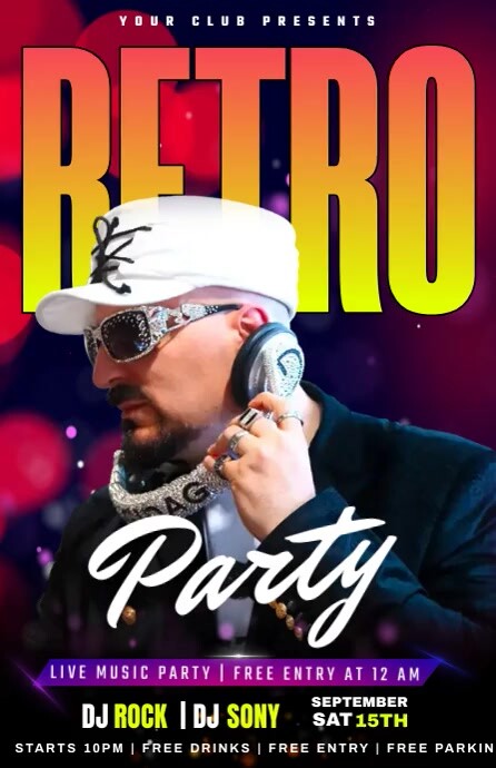 retro dj party/dance party Template | PosterMyWall