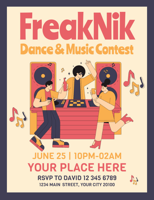 Copia de Retro Freaknik Dance & Music Contest Flyer | PosterMyWall