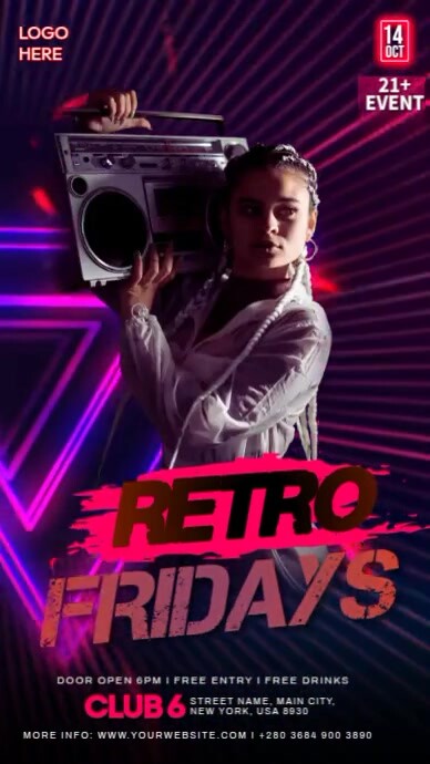 Retro Friday Party Template | PosterMyWall
