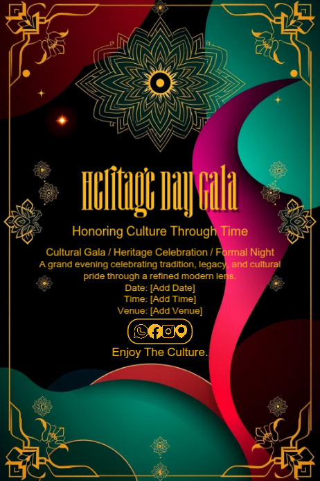 Retro Futurism Heritage Day Gala Poster with Cultural Gradient Style ...